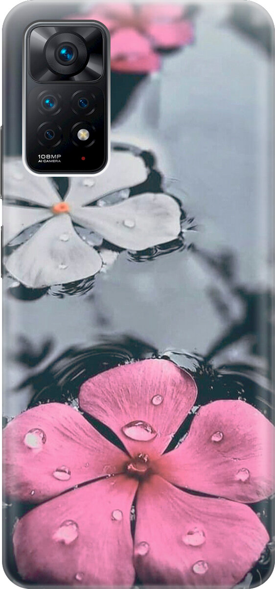 Силиконовый чехол на Xiaomi Redmi Note 11 Pro, Сяоми Редми Ноут 11 Про с принтом "Фиалки в воде"