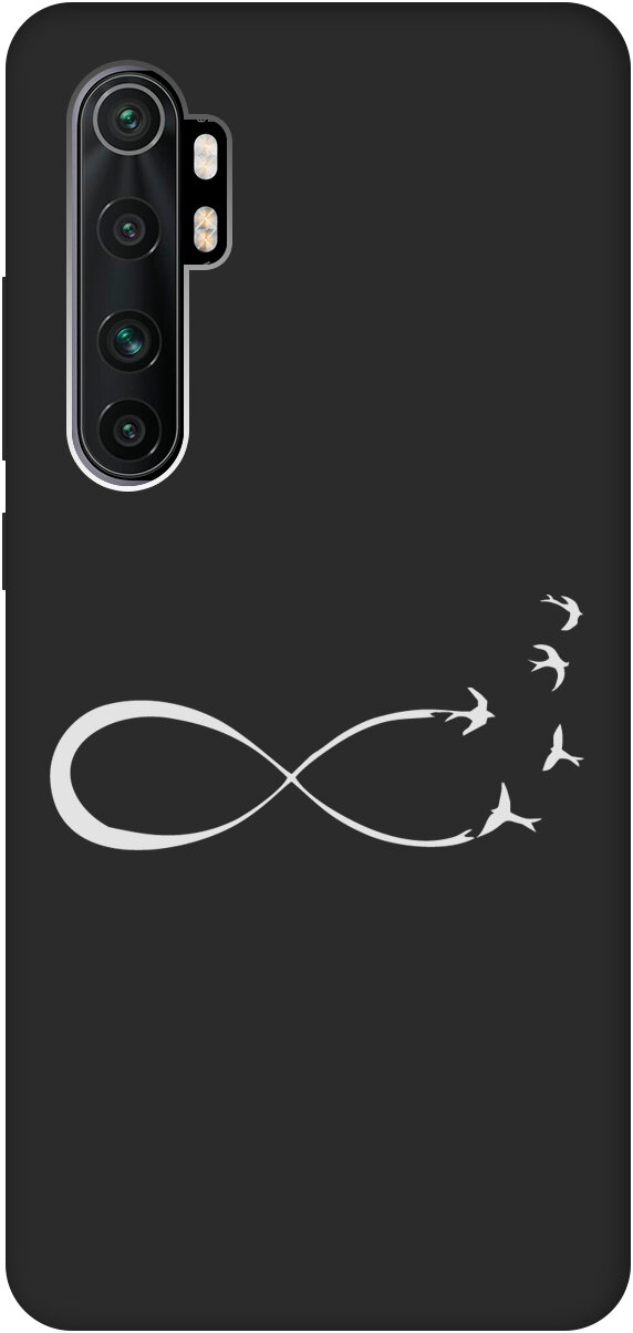 Матовый Soft Touch силиконовый чехол на Xiaomi Mi Note 10 Lite, Сяоми Ми Ноут 10 Лайт с 3D принтом "Infinity W" черный
