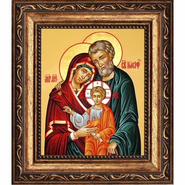 Святое семейство. Икона на холсте. (10 х 12 см / В раме)