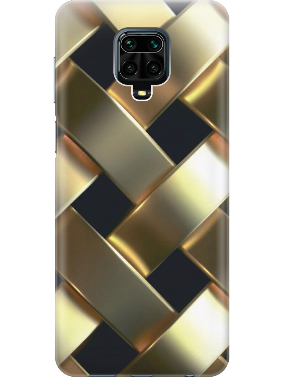 Силиконовый чехол на Xiaomi Redmi Note 9s, Note 9 Pro, Сяоми Редми Ноут 9с, Ноут 9 Про с эффектом блеска "Золотистое плетение"