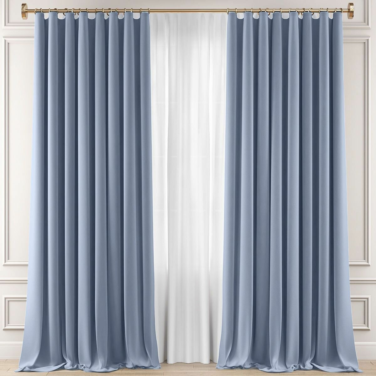 Шторы блэкаут Затемнение 100% - 2 шт. Очень плотные портьеры (шир.150 * 260 см) Цвет голубой Цена за 2 шторы СИН -1