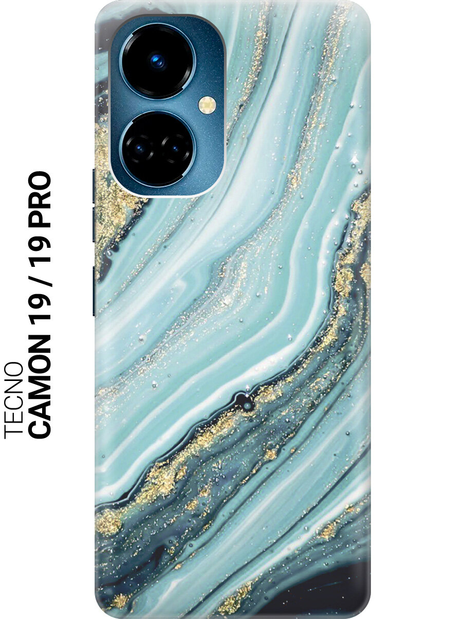 Силиконовый чехол на Tecno Camon 19 / 19 Pro / Техно Камон 19 / 19 Про с рисунком "Зеленый мрамор"