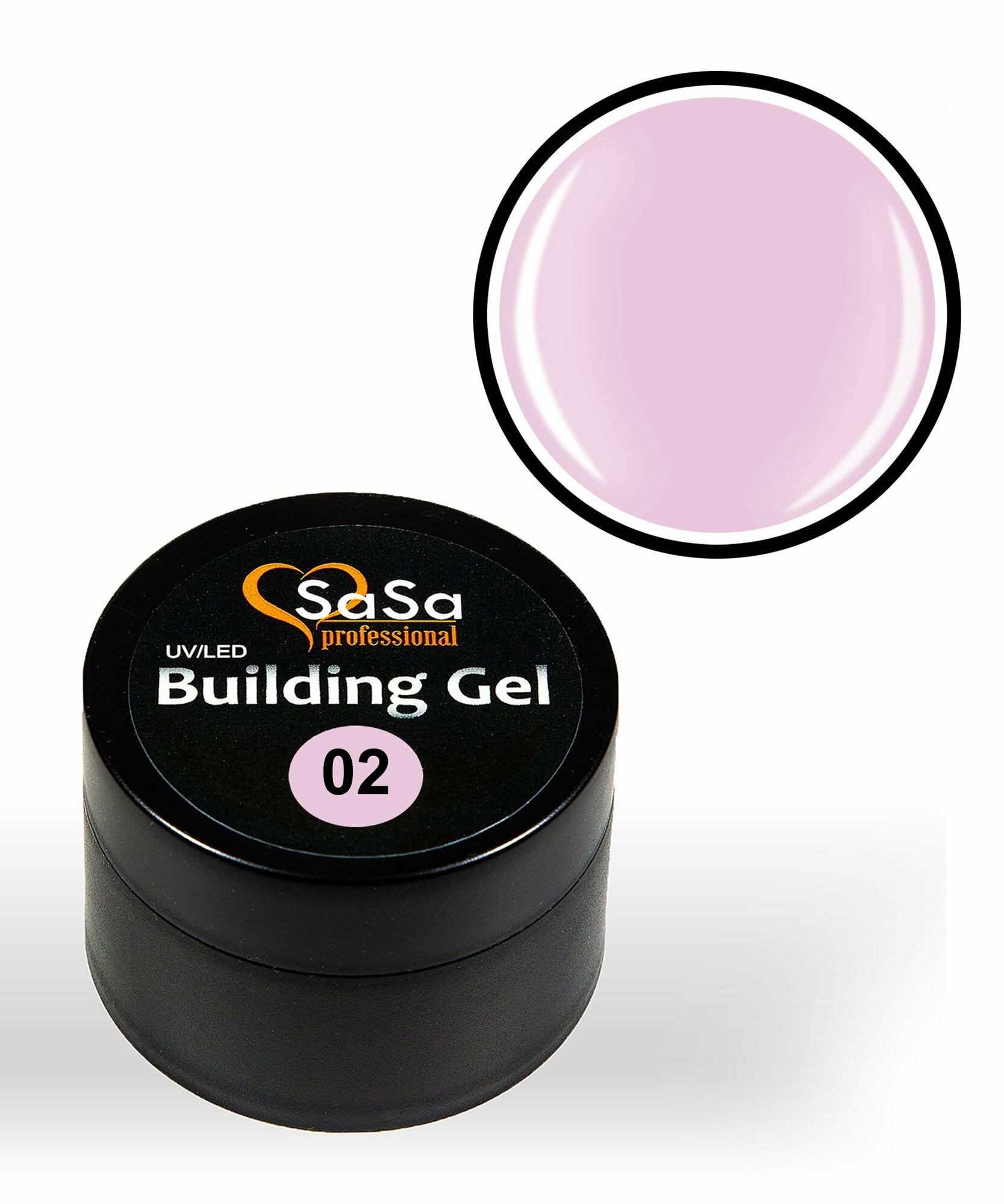 SaSa Гель для моделирования Building gel 50 гр. Цвет 02 (Milky Pink)