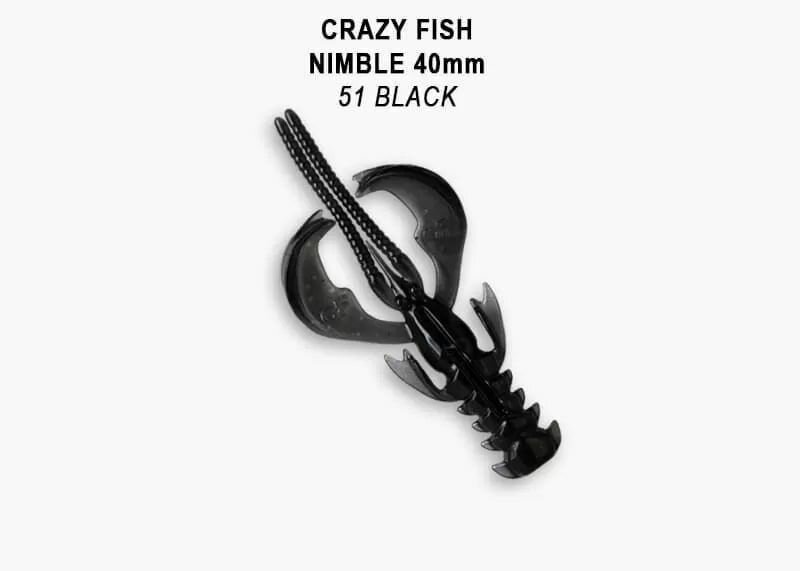 Силиконовая приманка для рыбалки, Crazy Fish NIMBLE 1.6" Кальмар # 51 (9шт), 40 мм, 1.0 г, # 51