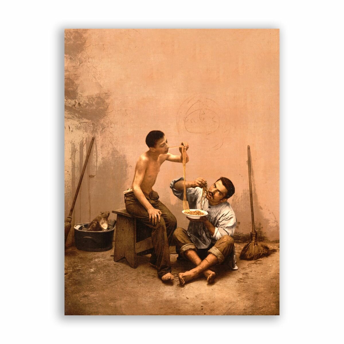 Постер, плакат на бумаге / Macaroni seller, Naples, Italy / Размер 60 x 80 см