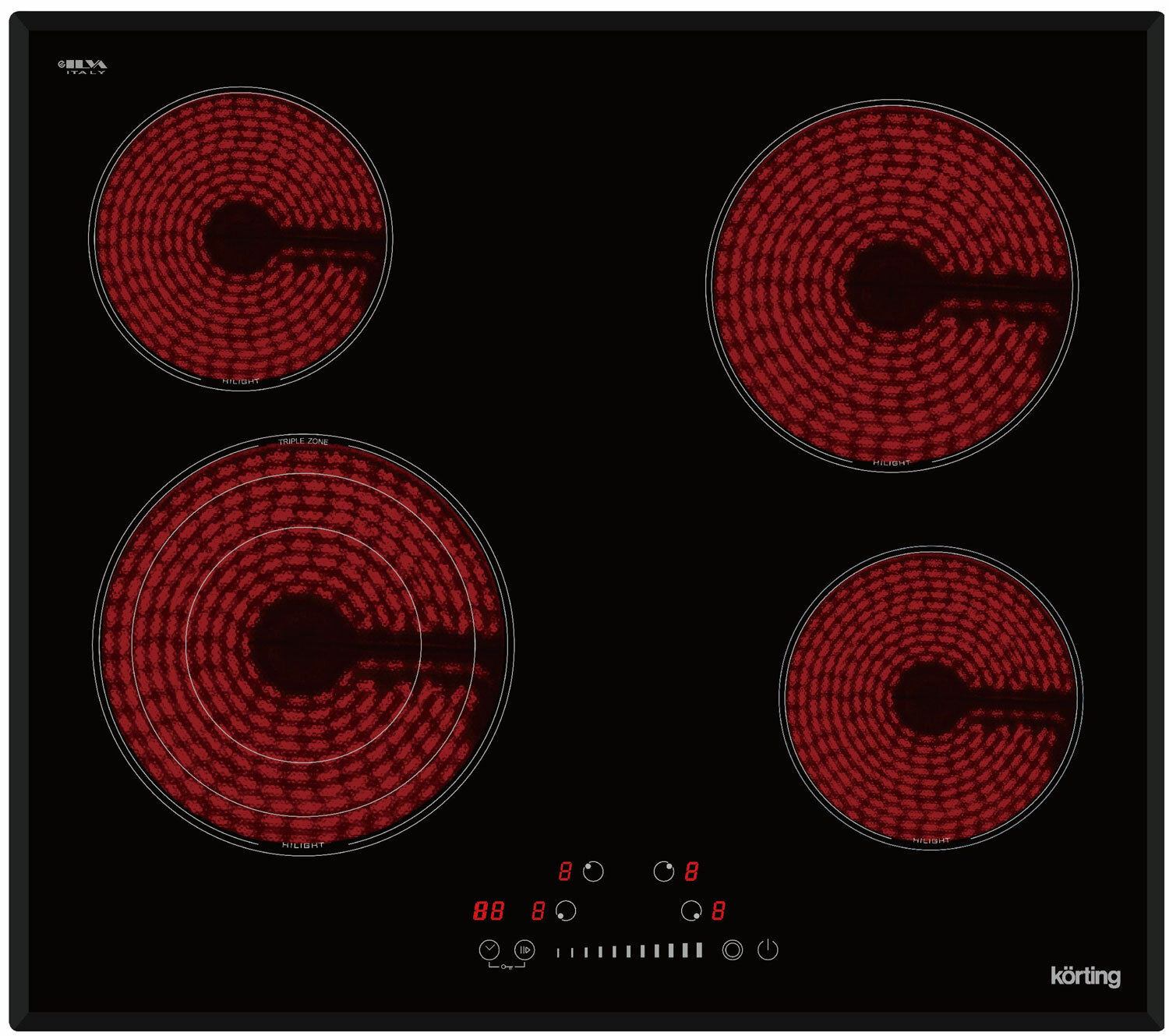 Электрическая варочная панель Korting HK 63500 B 59 см, 4 конфорки стеклокерамика, черный