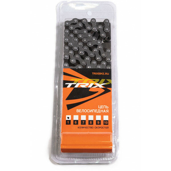Цепь TRIX 1 скоростная, 1/2"х1/8", 112 звеньев, пин 8.9мм, с замком, серая