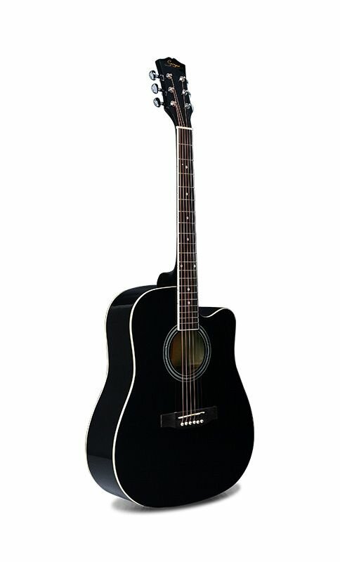 Акустическая гитара, с вырезом, черная, Smiger GA-H11-BK
