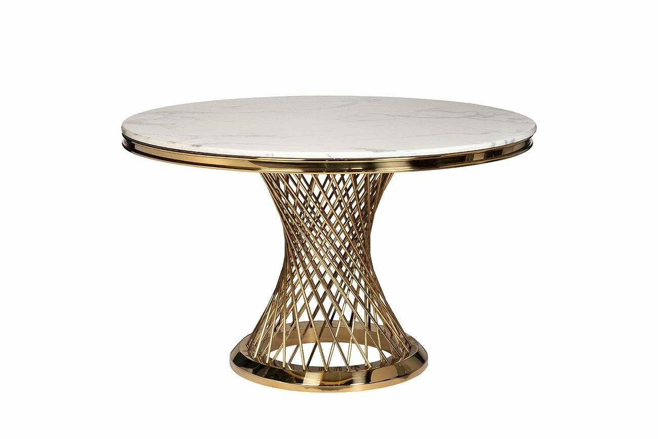 Мебель Garda Decor 76AR-80551 Стол обеденный иск. мрамор Bianca Luna/зол d120*75 арт. 76AR-80551