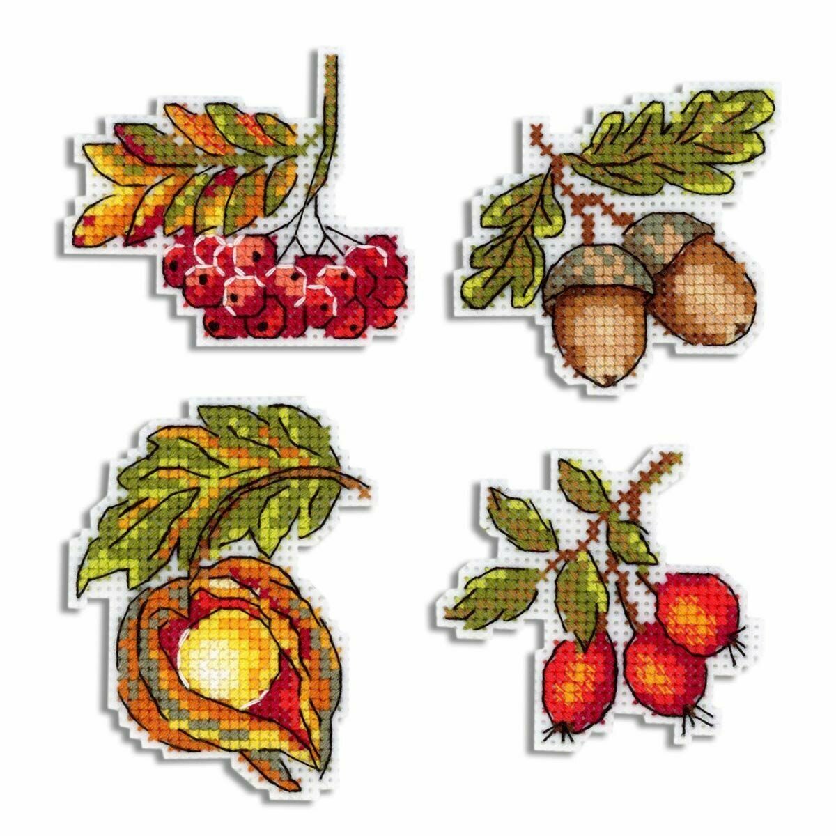Набор для вышивания крестиком магнитов 'Дары осени', 8*6 см, на пластиковой канве, МП Студия