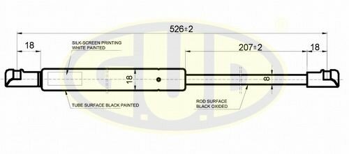 Амортизатор багажника FIAT PALIO WEEKEND (178DX) 04/96- 570N L=526/207MM G.U.D арт. GGS020215