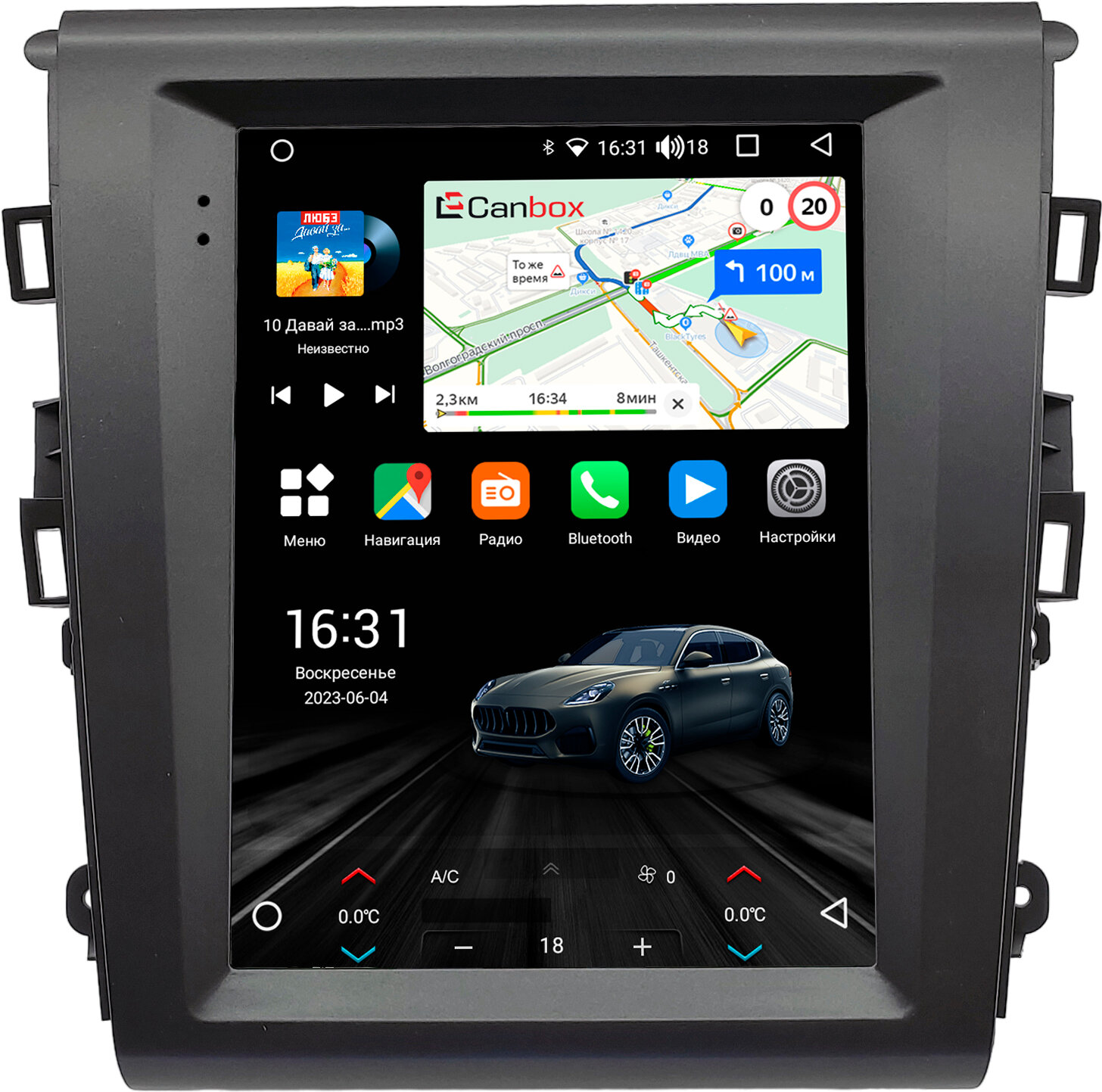 Штатная магнитола Ford Mondeo 5 2014-2023, Fusion 2 (North America) 2012-2016 (авто с климат-контролем) Canbox M-Line (Tesla) 9.7" 2/32 5620-1312-185