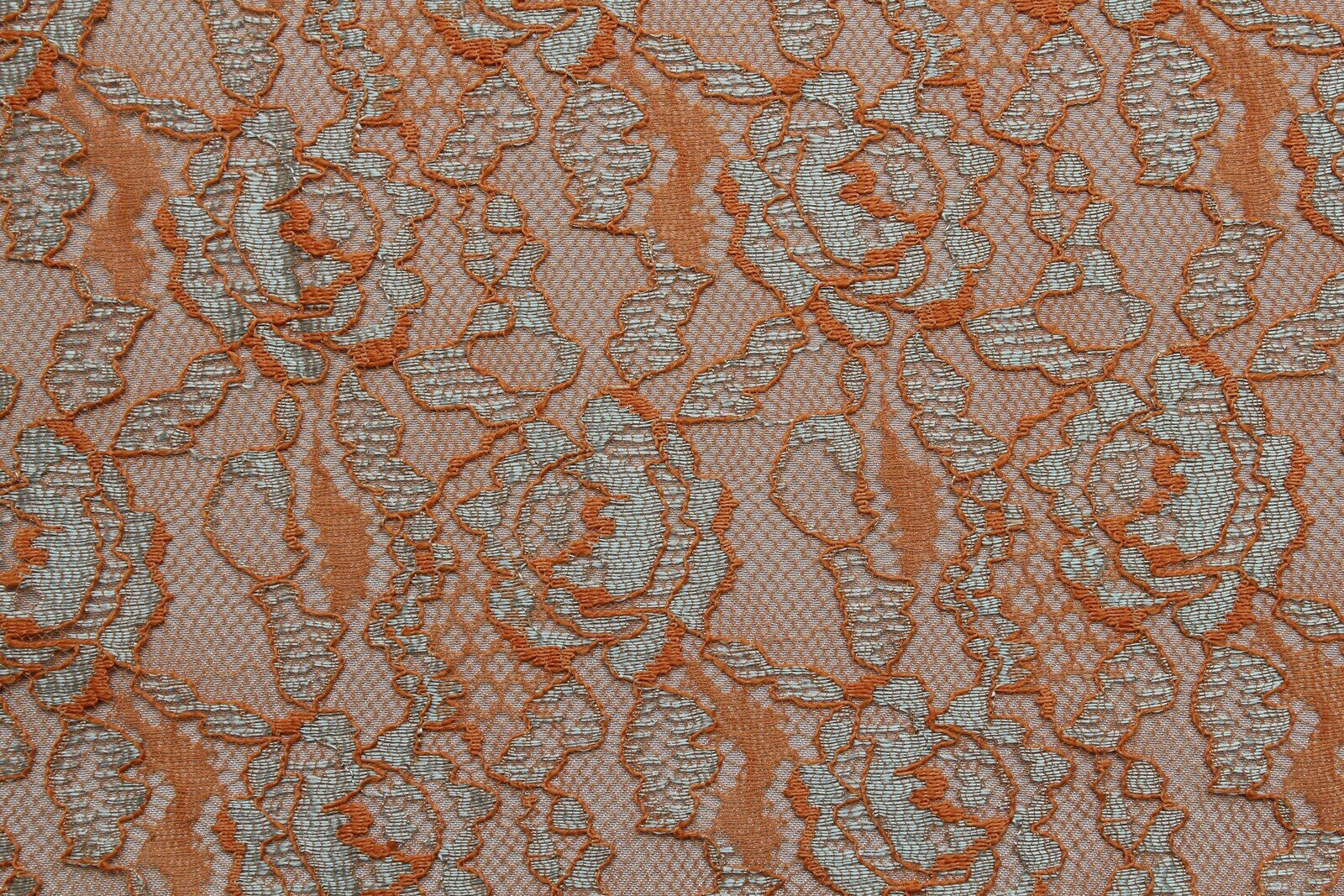 Ткань Кружево коричнево-рыжее с серым, ш142см, 0,5 м