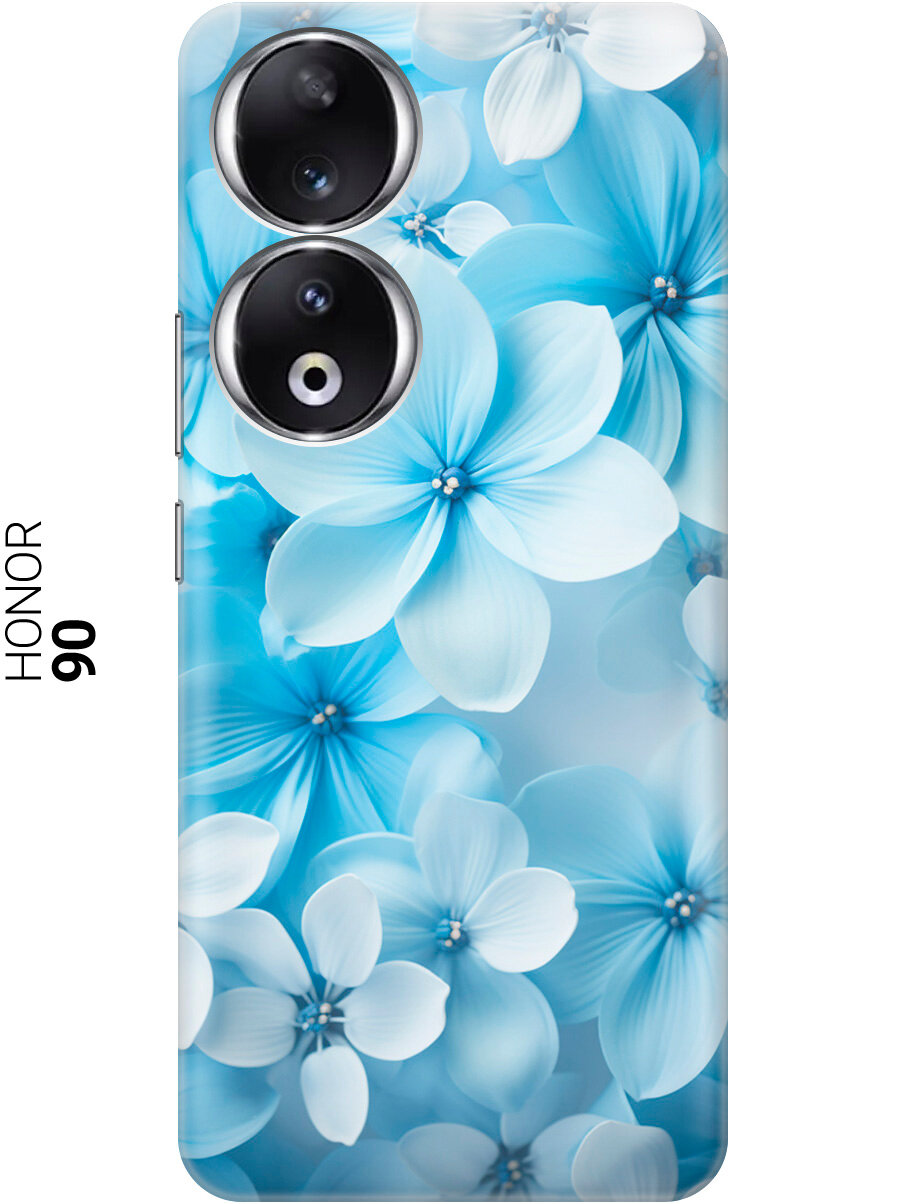 Силиконовый чехол на Honor 90 / Хонор 90 с рисунком "Бело-голубые цветы"