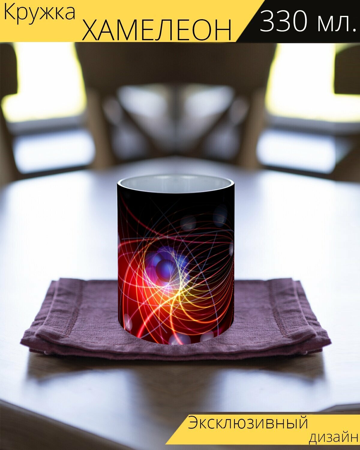 Кружка хамелеон с принтом "Физика, квантовая физика, частицы" 330 мл.