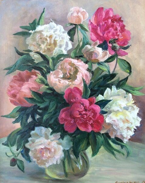 ART-Salon at Oktyabrskaya картина "Пионы", 50х40 см; холст, масло; авторская работа