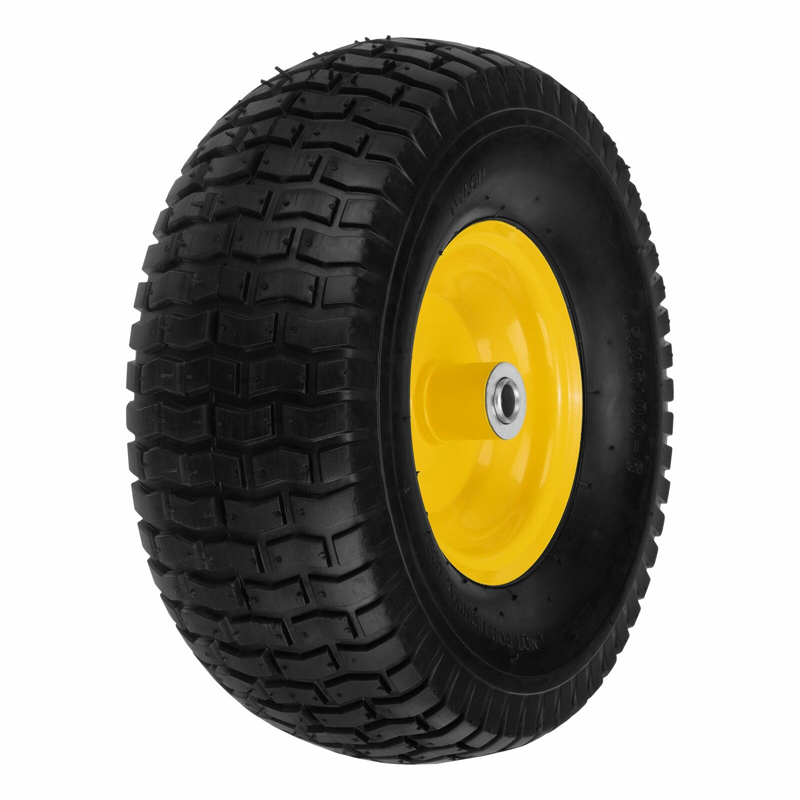 Колесо пневматическое 15/6.00-6, D 370 мм, подш. внут. диам. 16 мм, длина оси 100 мм Denzel, 68998