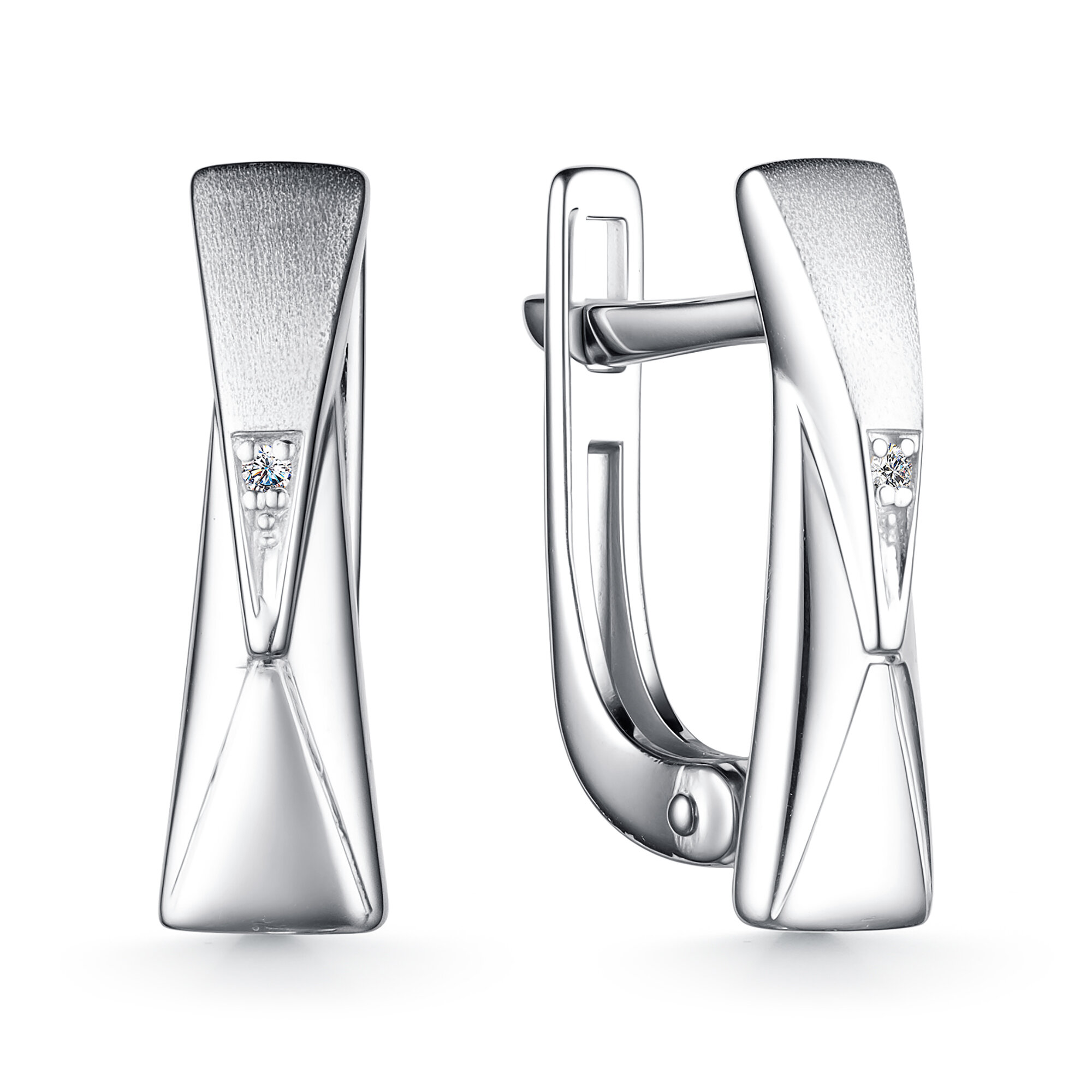 Серьги, серебро, 925 проба, родирование, бриллиант