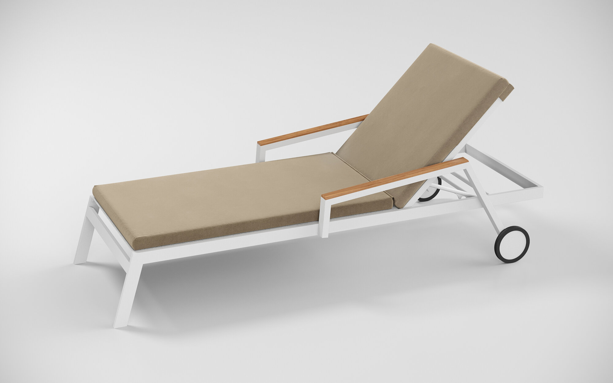 Шезлонг Gardenini Sogno S каркас белый / текстилен белый / подушка бежевая