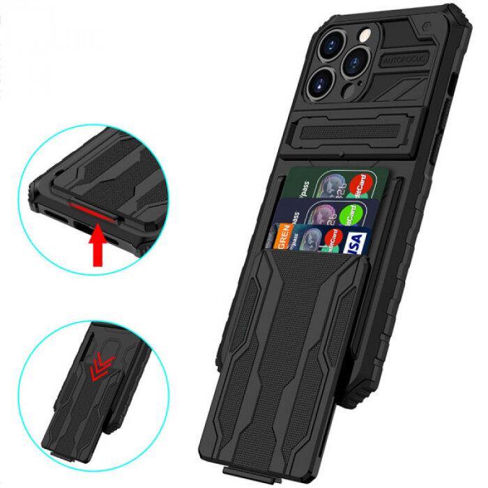 Blackout Противоударный чехол-подставка для iPhone 13 Pro Max с отделением для карты