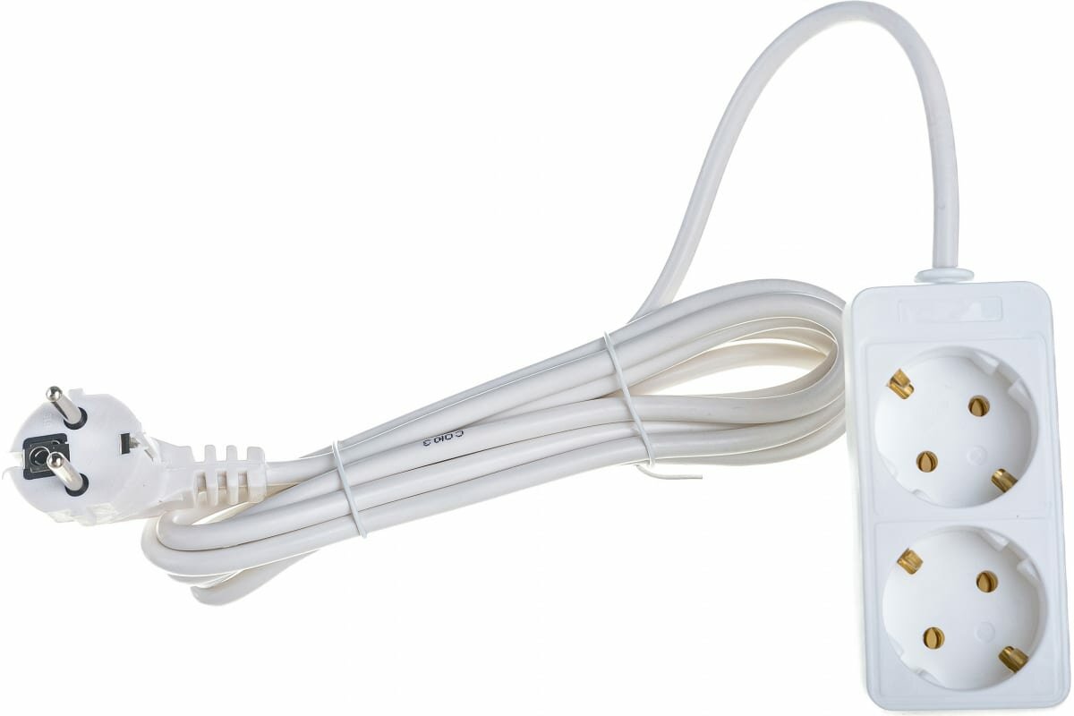 СОЮЗ ТМ бытовой удлинитель 3500Вт с заземлением и 2 гнезда ПВС длиной 3м 481S-6203