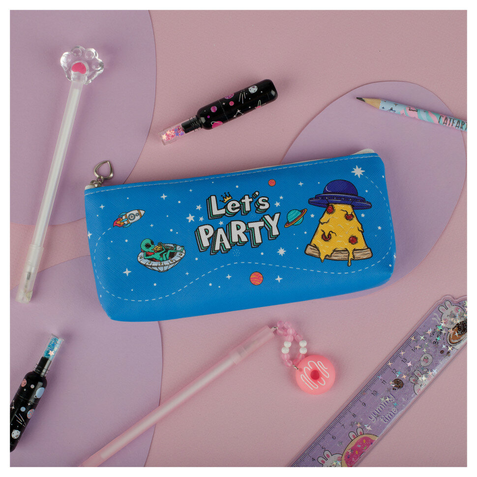 Пенал мягкий 200*85*30 MESHU "Space party", искусственная кожа, 365197