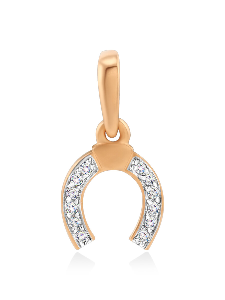 Подвеска, красное золото, 585 проба, фианит