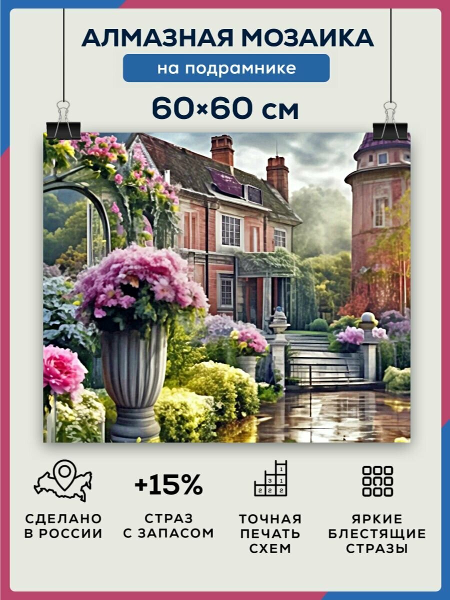 Алмазная мозаика 60x60 Дождливый город на подрамнике