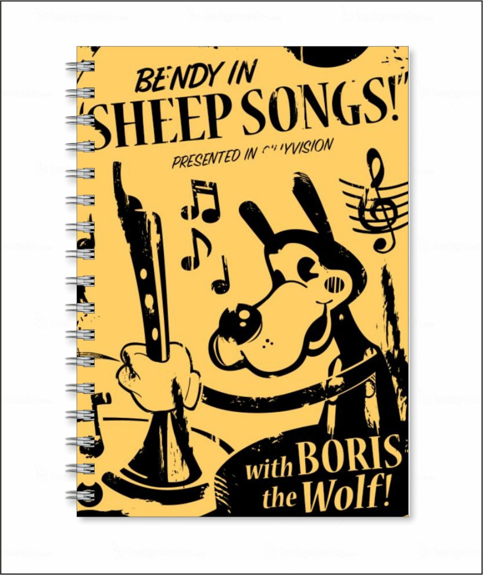 Тетрадь формата А5 с принтом "Бенди и чернильная машина"