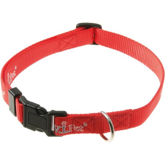 Ошейник регулируемый V.i.pet 20мм (35-56см), пластик, фастекс (красный) 70-0971