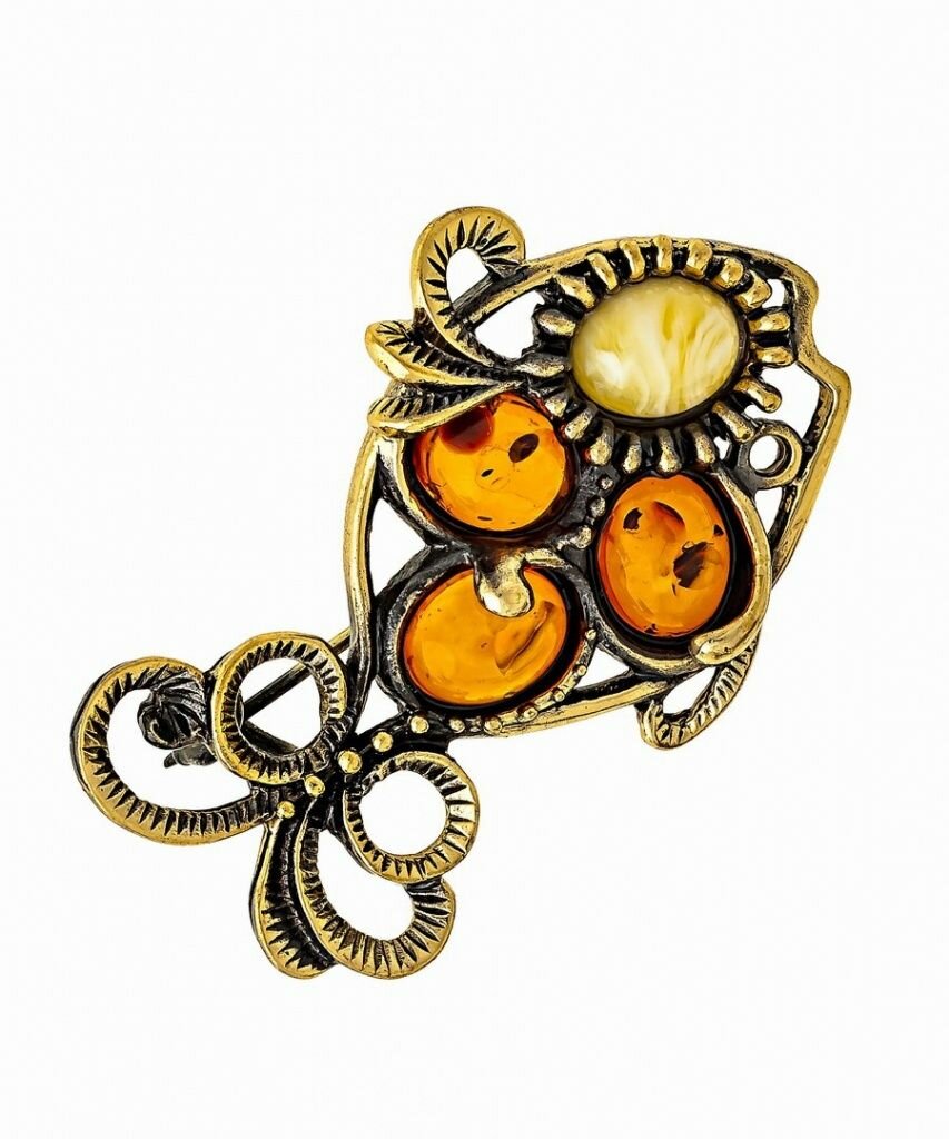 Брошь, янтарь