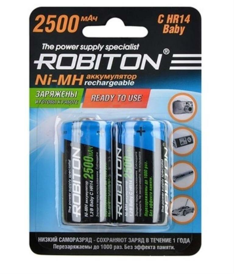 Robiton RTU2500MHC Аккумулятор Ni-MH C 2500мАч Блистер-2шт