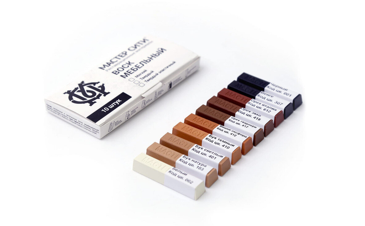 Набор воска для ремонта и реставрации мебели AMIX Мастер Сити, универсальный 10 цветов