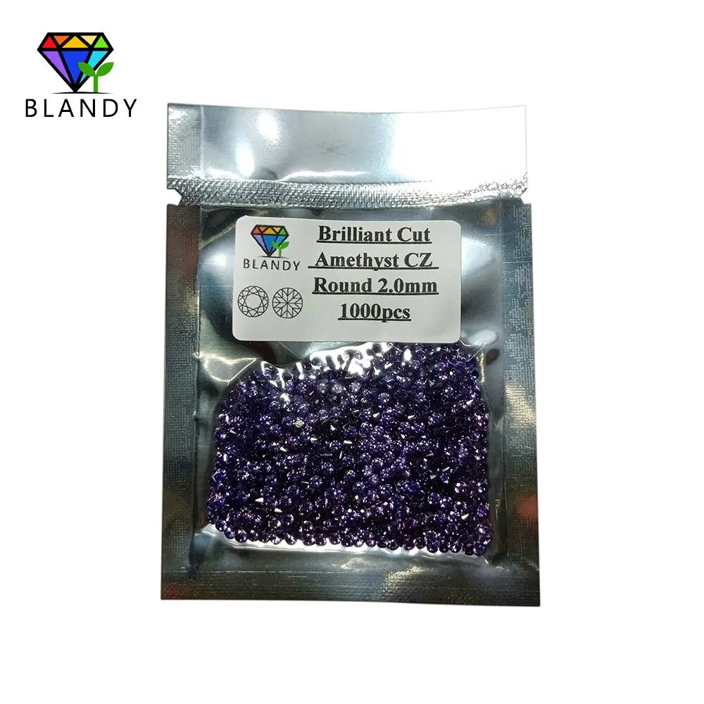 Синтетические кубические цирконии QINGYIGEM разных цветов Фиолетовый, 2.5mm(1000pcs), Amethyst