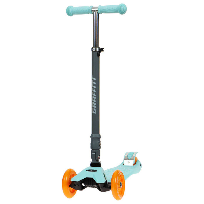 Самокат складной GRAFFITI Baby, колёса световые PU 120/70 мм, ABEC 7, бирюзовый