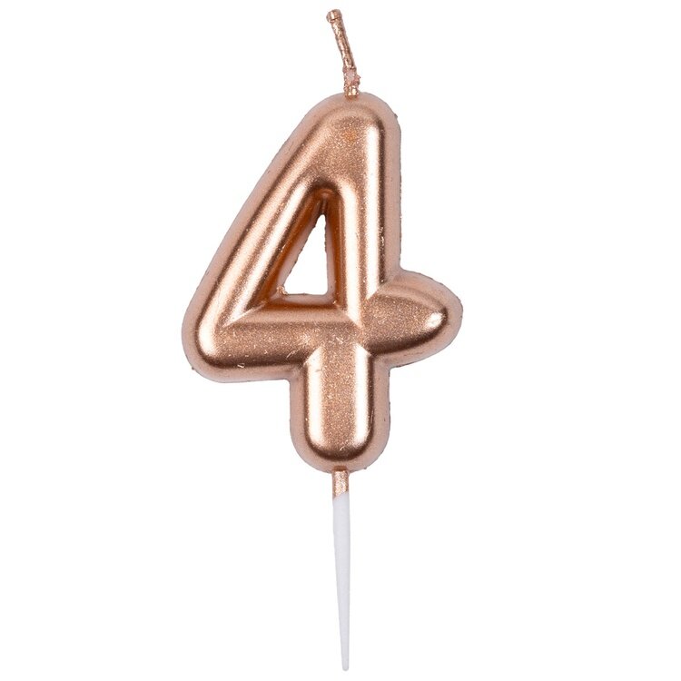 Свеча -цифра "4" Розовое золото 4,5см