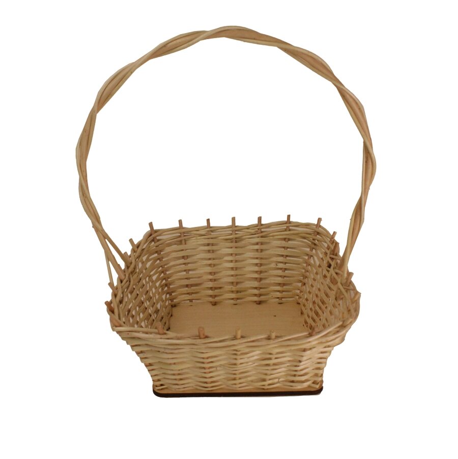 Корзинка плетеная из лозы квадратная с ручкой для подарка, 27х27х35 см