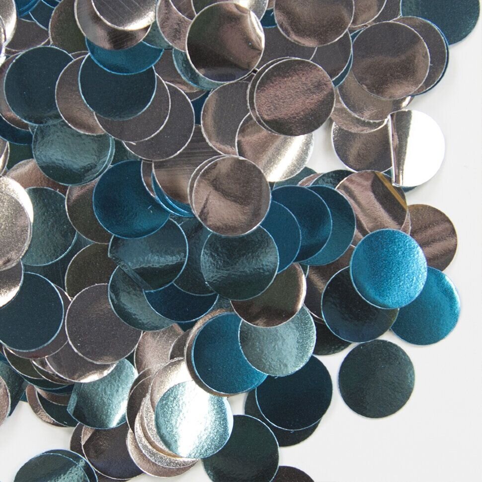 Конфетти фольга Круг, Голубой микс, Металлик, 1 см, 50 г.