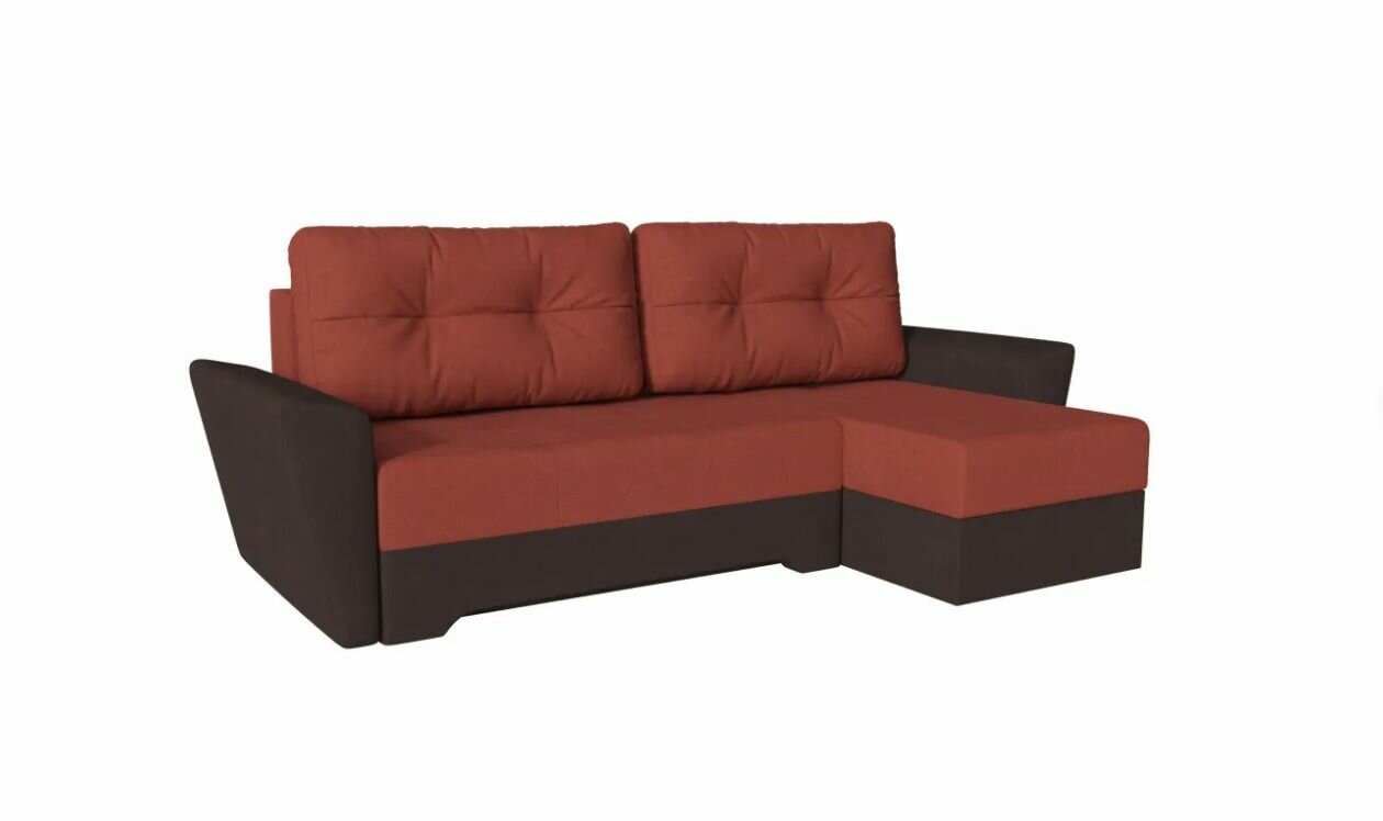 Угловой диван Амстердам Вельвет Оранжевый-Коричневый угол правый