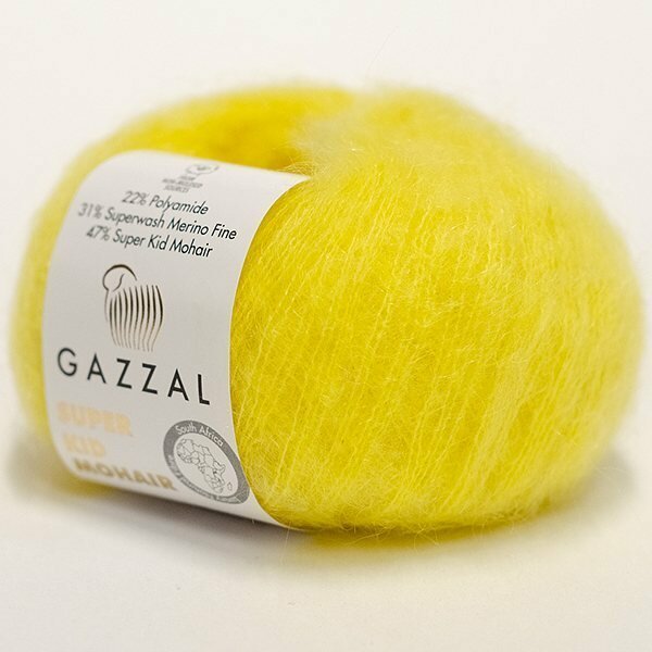 Пряжа Gazzal SUPER KID MOHAIR 64431 лимон (6 мотков)