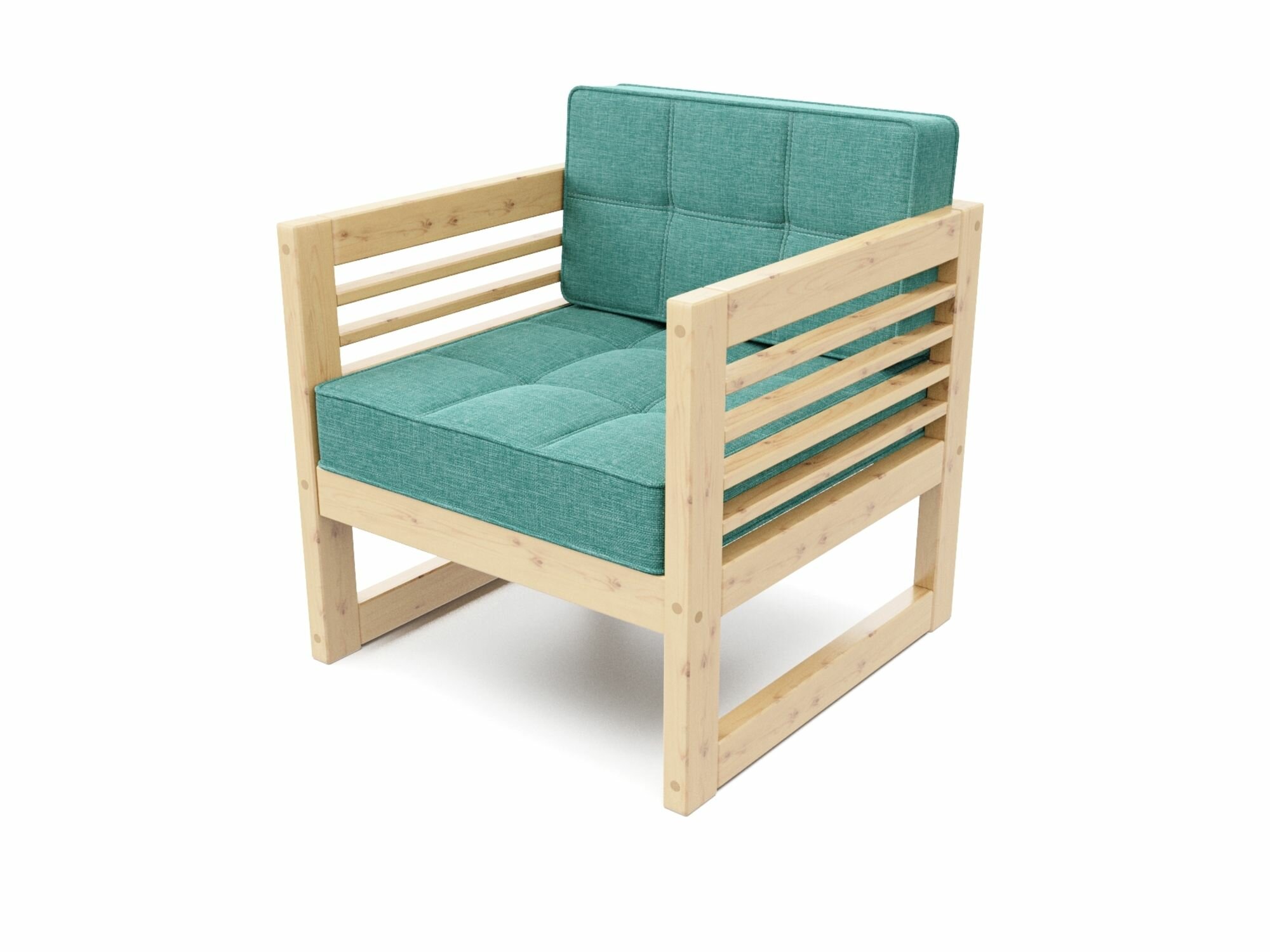 Садовое кресло Arsko Сега-С, бирюзовый-сосна, массив дерева, с подлокотниками, садовое, на дачу, для дома, скандинавский лофт