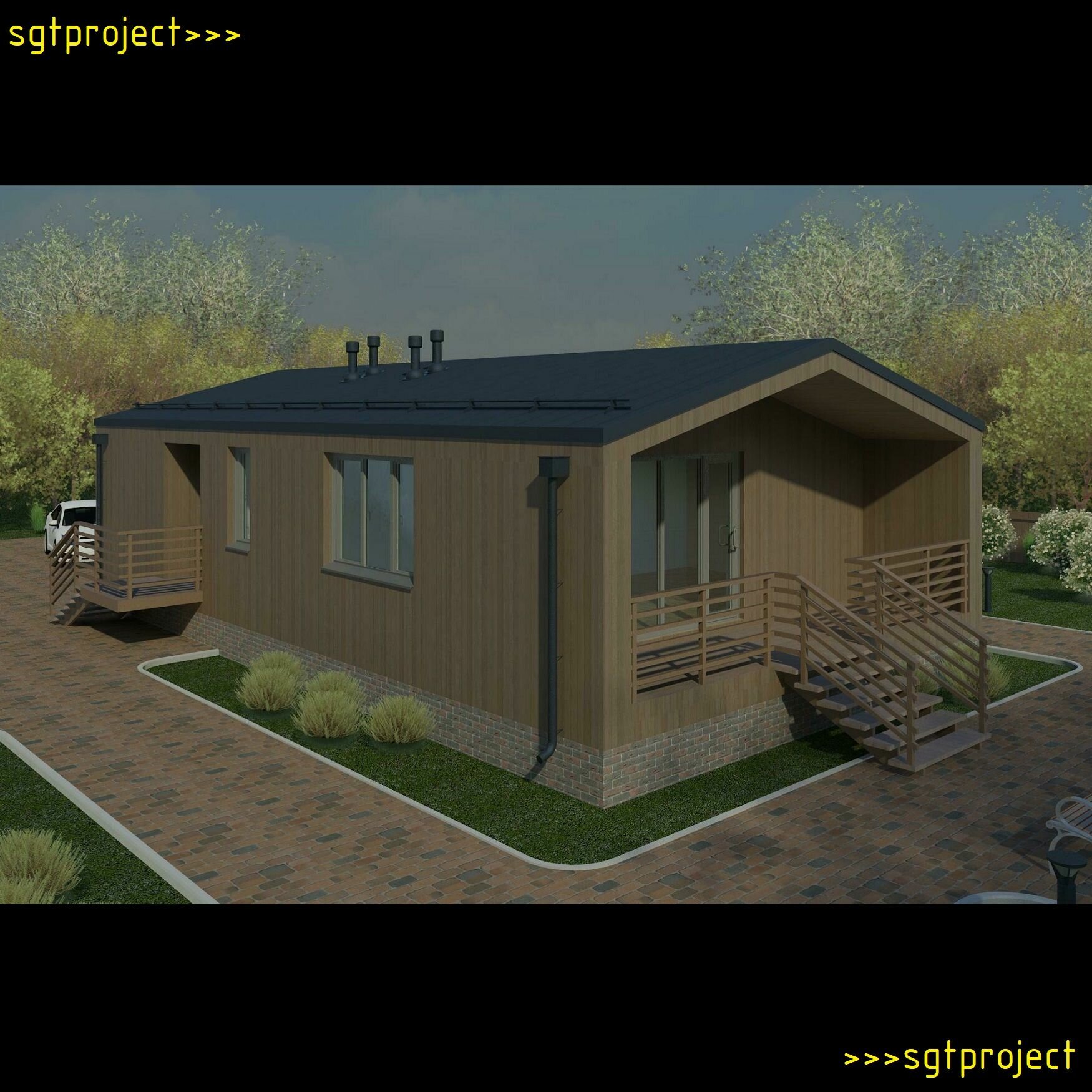 Проект одноэтажного дома размером 15×8м