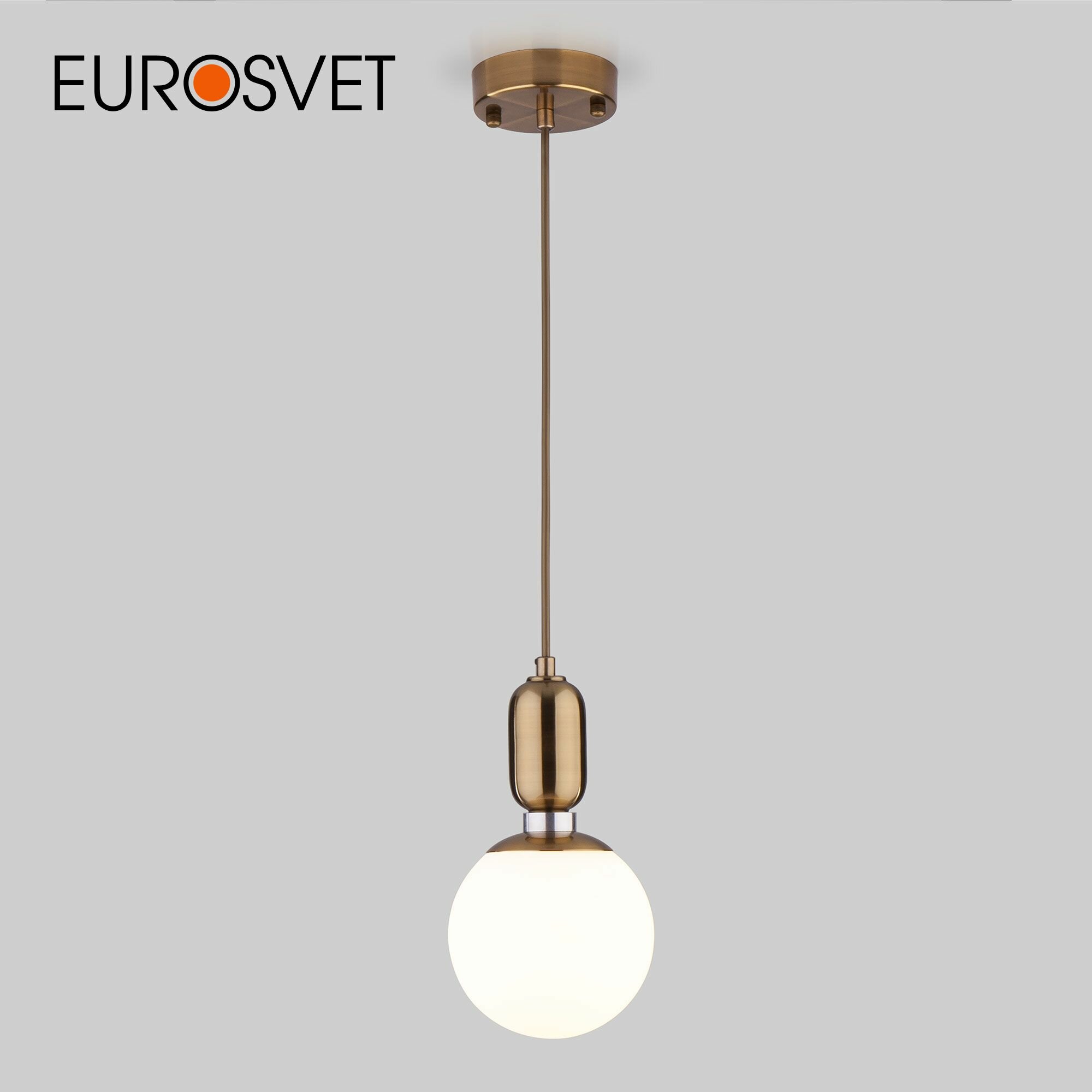 Подвесной светильник со стеклянным плафоном Eurosvet Bubble 50151/1, E27, 60 Вт, латунь