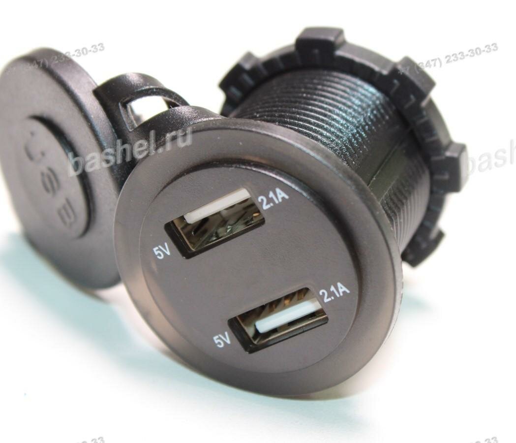 Модуль питания USB (12-24В, 2*USB 2100/2100 мА )TS-CAU49 с вольтметром, красный