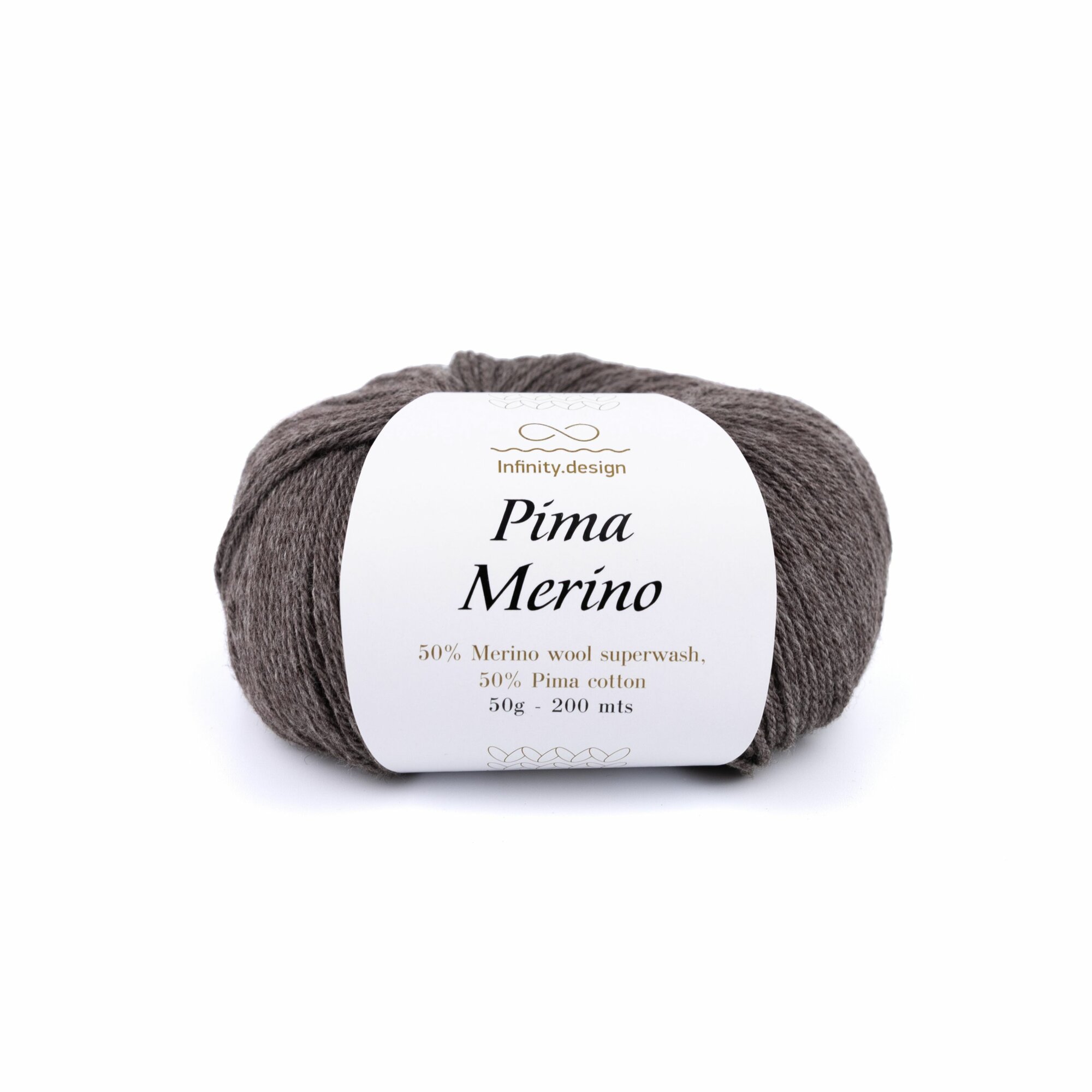 Пряжа INFINITY Pima Merino (2658 MEDIUM BROWN MELANGE) (1 моток), 50% мериносовая шерсть, superwash, 50% pima хлопок, 50г, 200м