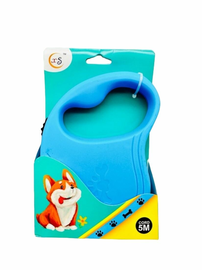 Поводок- рулетка для собак "Веселый Пес" XS 5 метров, синий