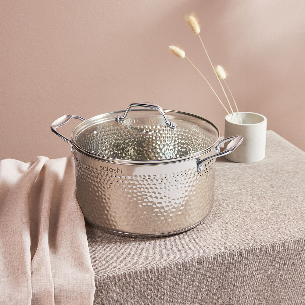 Кастрюля 5,9 л со стеклянной крышкой, индукция, "Арзон" SATOSHI