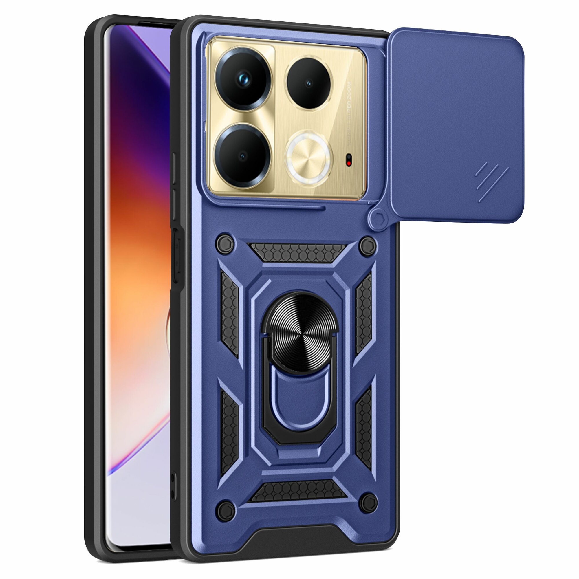 Чехол противоударный armors для Infinix Note 40 / Инфиникс Ноте 40 с защитой камеры (Темно-синий)