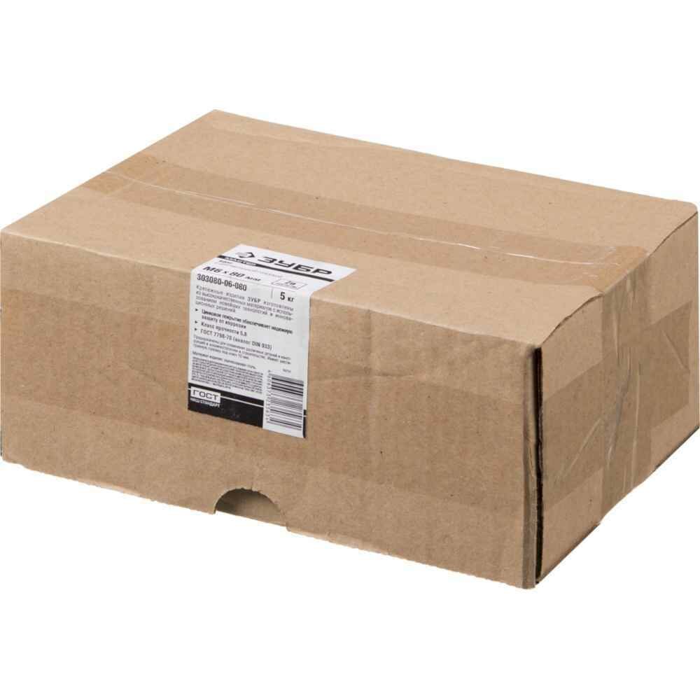 Болт кл. пр. 5.8 ГОСТ 7798-70 M6 x 80 мм 5 кг. (309 шт.) ЗУБР 303080-06-080