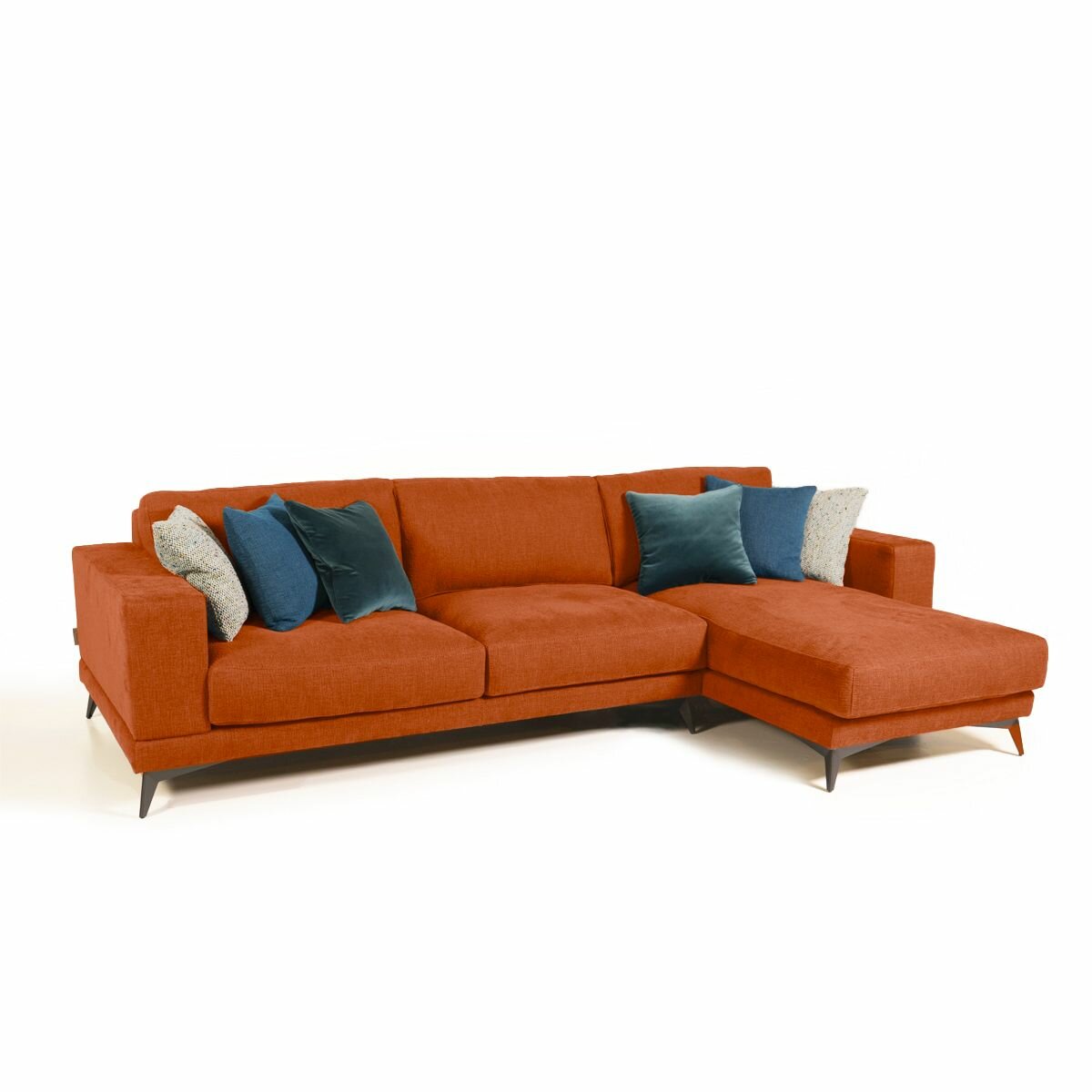 Диван Бергамо правый с оттоманкой в премиальном велюре 2,8м/12